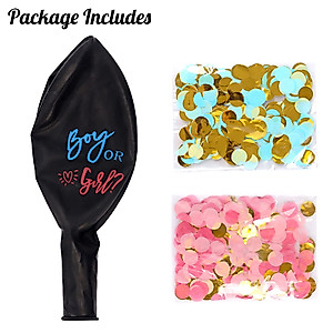 Gender Reveal Balloon, 36" Boy or Girl Balloons with Blue and Pink Confetti Decorations, Baby Gender Reveal Party Supplies Kit for Baby Shower, Gender Reveal Party