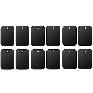 Mount Metal Plate（12Pack） for Magnetic Car Mount Phone Holder with Full Adhesive for Phone Magnet, Magnetic Mount, Car Mount Magnet-12X Rectangular (Black)