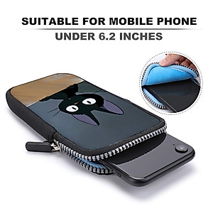 Anime Funny Black Cat Crossbody Cell Phone Purse Bag Mini Cellphone Shoulder Bags Wallet For Women