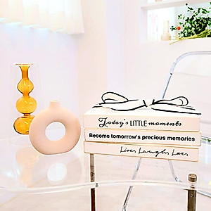 Wooden Decorative Books for Home Decor with an Extra Compartment and Unique Ribbon - White Faux Book Stacks - Decoration for Living Room - Decor Books for Coffee Table_Ideal Gift