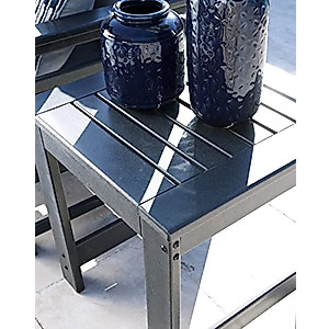 Signature Design by Ashley Amora Outdoor HDPE Patio End Table, Charcoal Gray