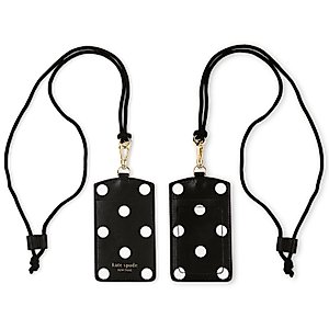 Kate Spade New York ID Badge Holder with Lanyard, Vegan Leather Slim Card Wallet, Name Tag Case for Work, School, or Travel (Picture Dot)
