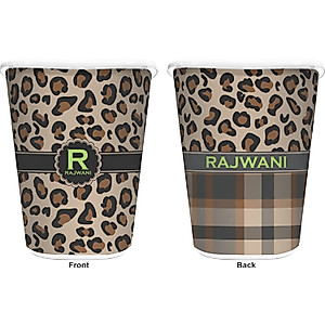 RNK Shops Personalized Granite Leopard Waste Basket - Single Sided (Black)