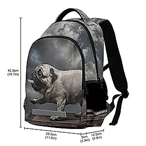 ALAZA Pug Dog Print Yoga Puppy Animal Backpack Purse for Women Men Personalized Laptop Notebook Tablet School Bag Stylish Casual Daypack, 13 14 15.6 inch