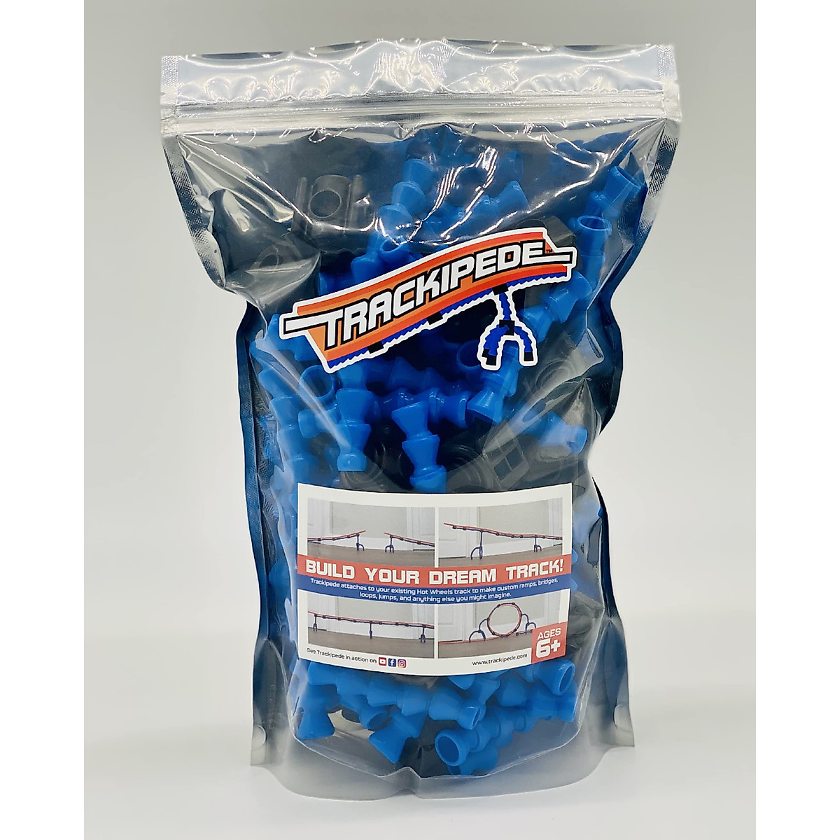 Trackipede Big Bag Building Set - Compatible with Hot Wheels Track and Playsets, Creative Track Building Attachment