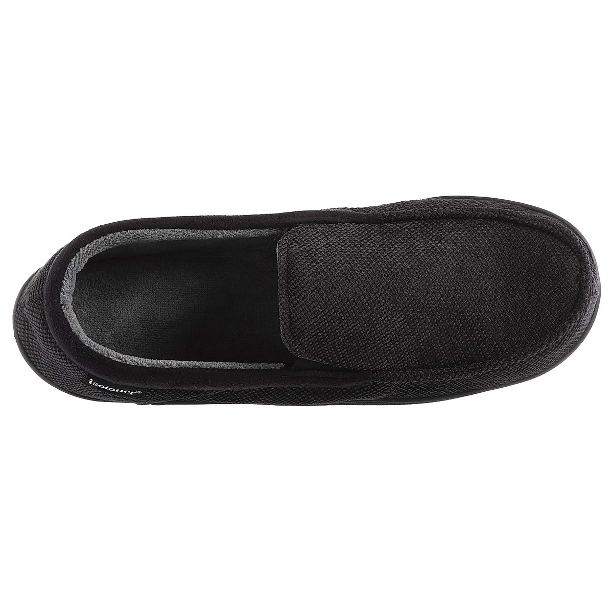 isotoner Men's Slipper, Diamond Corduroy Moccasin with Memory Foam and Skid Resistance for Indoor/Outdoor Comfort