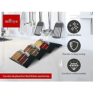 ANROYA - Spice Organizer Set - Spice Drawer Organizer with 4 Spice Racks - Modern Seasoning Organizer - Kitchen Spice Cabinet Drawer Storage
