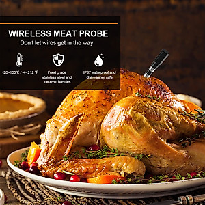 Smart Meat Thermometer Wireless, ASOFTY 200FT Digital Meat Thermomter for Cooking, BBQ Thermometer for Grilling Oven Smoker