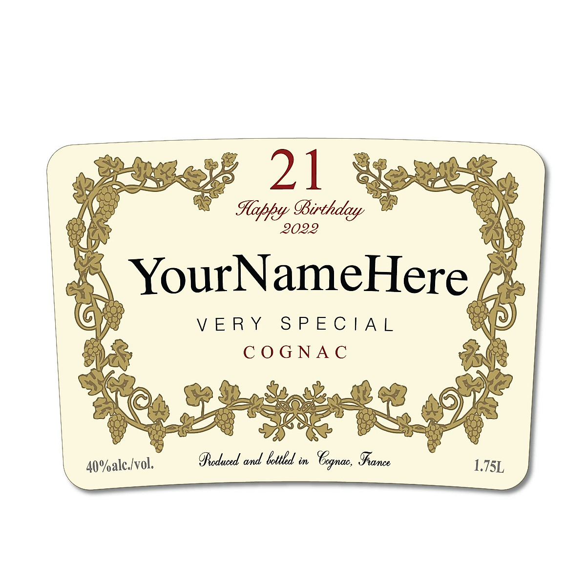 Personalized Label to fit Hennessy Cognac Bottles (No Proof)