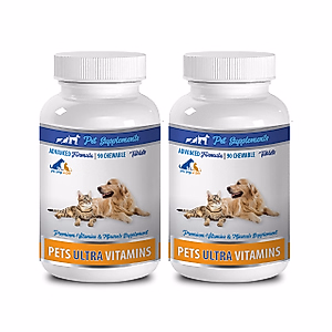 cat Vitamins Skin and Coat - PET Ultra Vitamins - Premium Minerals - for Cats and Dogs - cat Vitamin a - 2 Bottle (180 Chewable)