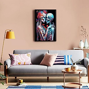 YEEWArt Day of The Dead Diamond Art Painting Kits for Adults Skeleton Couple Kissing Full Drill Diamond Dots Art for Beginners Round 5D Paint with Diamonds Pictures Gem Art Painting Kits 20x24inch