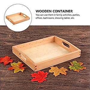 Side Cut Handle Tray Wooden Trays with Handles Wooden Crafting Trays Baby Tray for Serving Organizing DIY Decor and Montessori Activity Wooden Tray