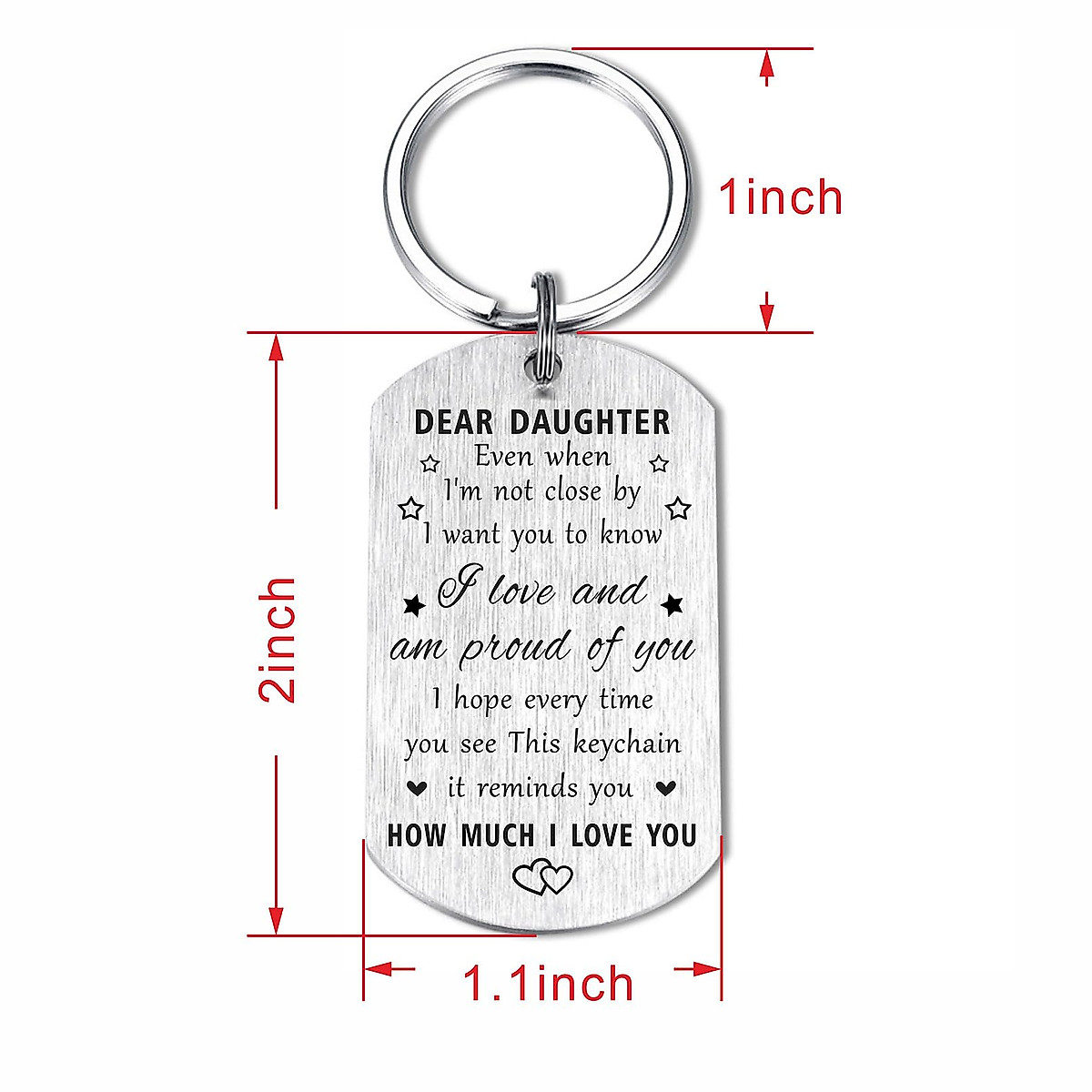 Resdink Daughter Keychain Gifts - to My Dear Daughter, I Love You Daughter Birthday Key Chain, Best Graduation Gifts for Our Daughter Proud of Daughter Teen Girl, Christmas Gifts for Adult Daughter