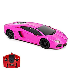 CMJ RC Cars Lamborghini LP700-4 Remote Control RC Car Officially Licensed 1:24 Scale Working Lights 2.4Ghz. Great Kids Play Toy Auto (Pink)