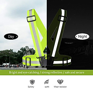 Chiwo Reflective Vest Running Gear 2Pack, High Visibility Adjustable Safety Vest for Night Cycling,Hiking, Jogging,Dog Walking, Construction Safe (Green)