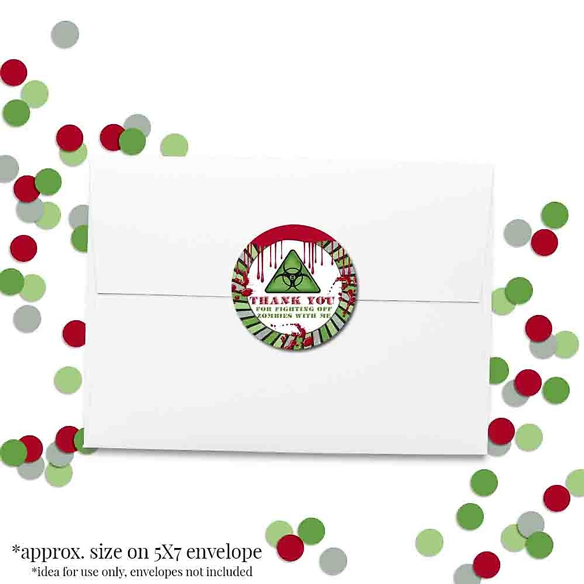 Zombie Birthday Party Thank You Sticker Labels, 40 2" Party Circle Stickers by AmandaCreation, Great for Party Favors, Envelope Seals & Goodie Bags