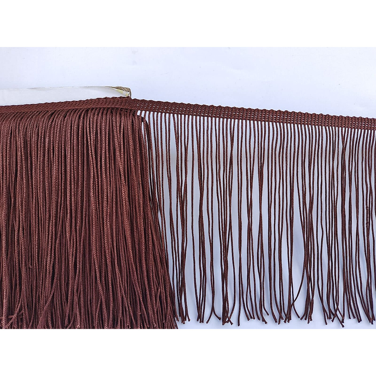MONIDOOR Chainette Fringe Trim 6 Inch 10 Yards Tassel Fringe Trim for Sewing Craft DIY Decoration(918 Dark Brown)