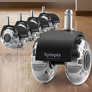 Sytopia Office Chair Caster Wheel Replacement Suitable for All Floors and Carpets, Heavy Duty Rollerblade Chair Wheels, Universal Caster Wheels Size(11x22 mm)