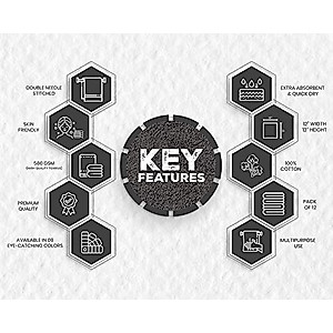 AKTI Premium Cotton Wash Cloths, 12 Piece Set, 12x12 Inches, 580 GMS, Durable, Quick Dry & Extra Absorbent Cleaning Cloth for Home, Spa, Hotel, Bathroom & Kitchen – Medium Grey Washcloths