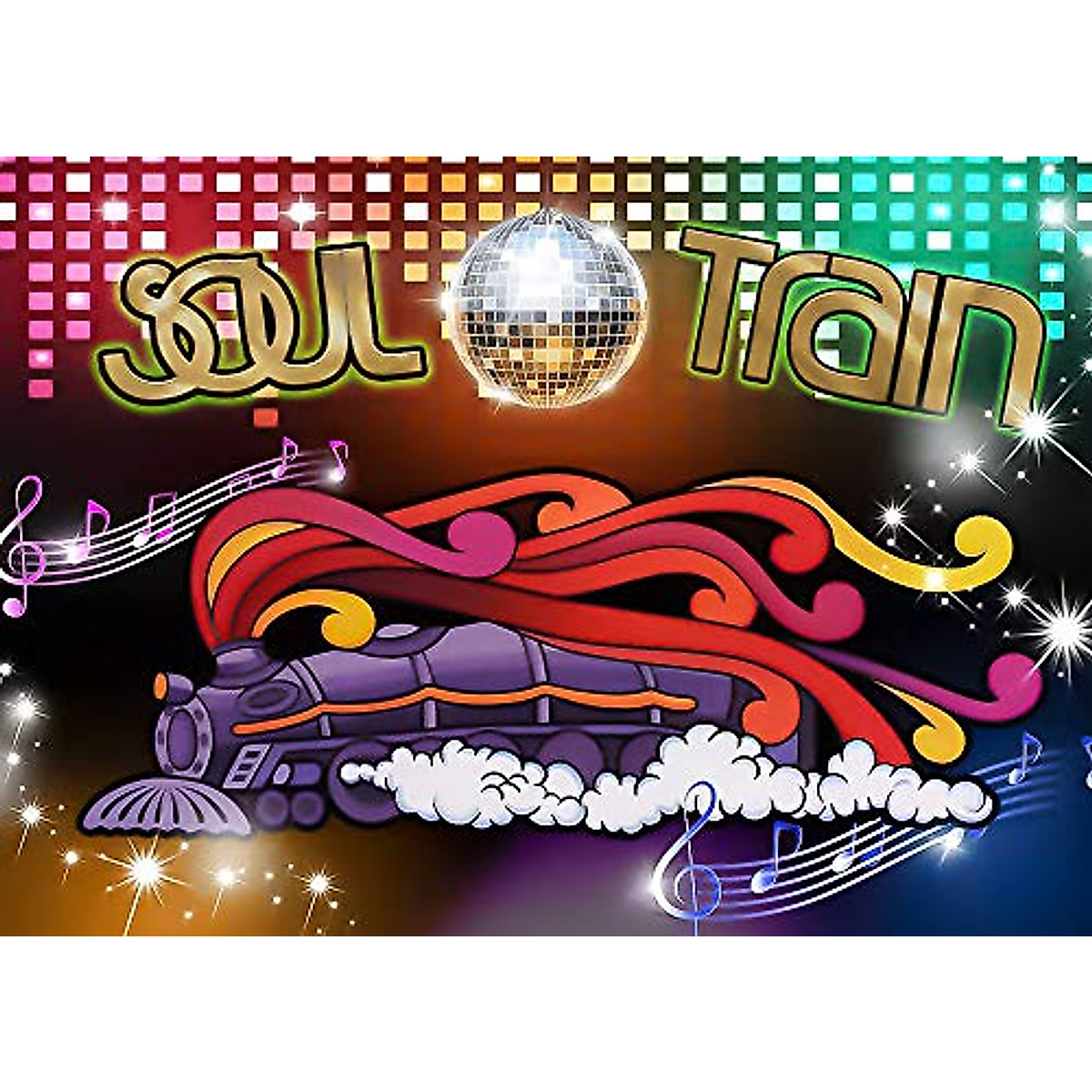 70's Soul Train Theme Photography Backdrop 70's and 80's Disco Dancing Prom Party Decoration Supplies Neon Glow Photo Background Studio Props Banner 7x5ft