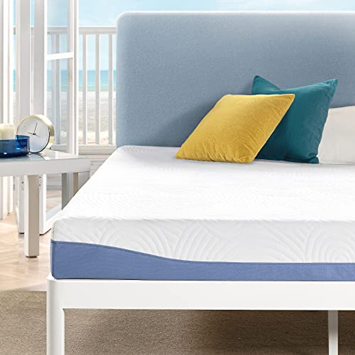 Mellow 6 Inch Cooling Gel-Infused Memory Foam Bed Mattress, Medium Firm Sleep and Breathable Fabric Cover, Twin, Mattress in A Box, Blue