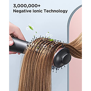 Hair Dryer Brush Blow Dryer Brush in One, Brush Blow Dryer with Negative Ionic, 4 in 1 Hair Dryer and Styler Volumizer Blowout Brush Hair Dryer for Drying Straightening Curling with Hair Towel Wrap