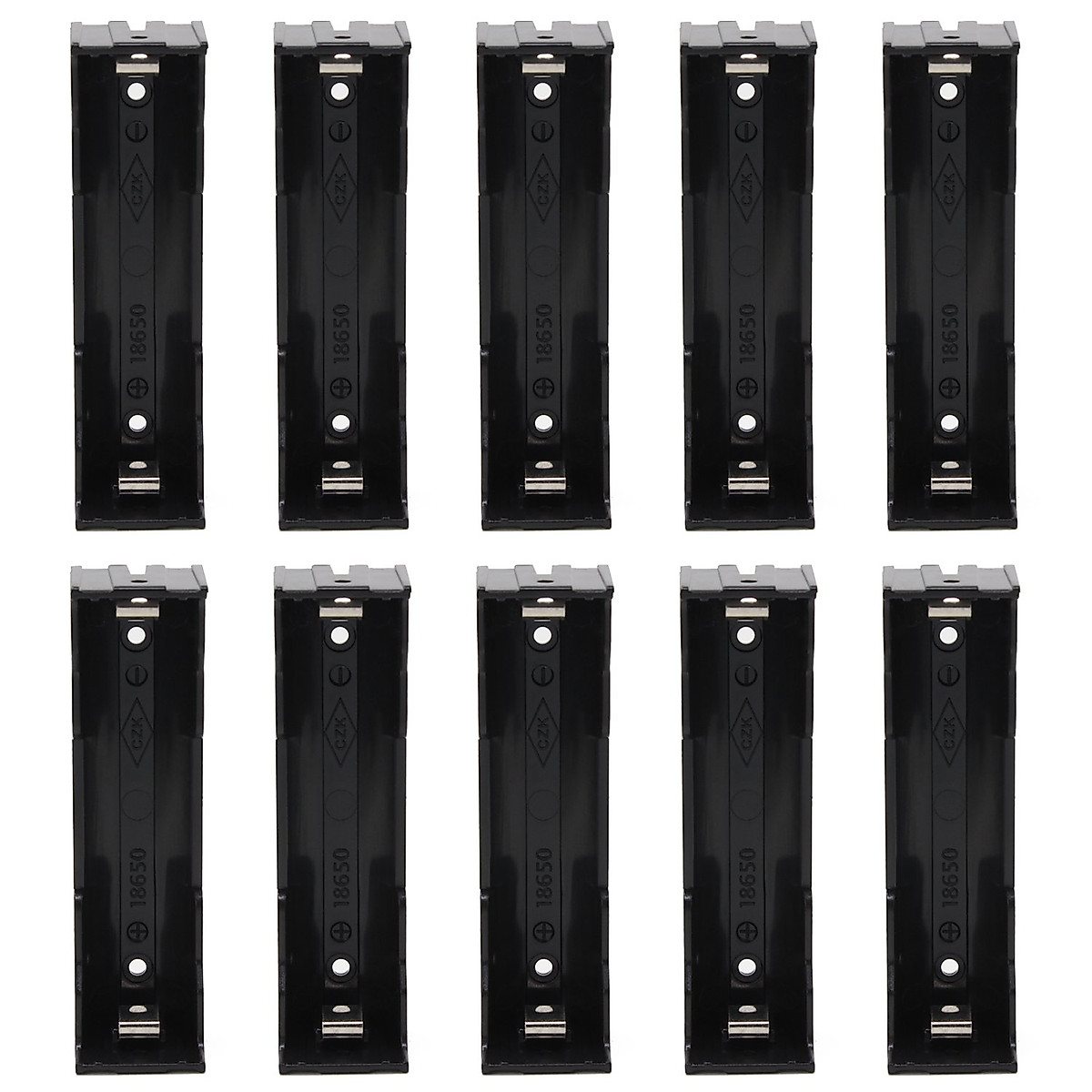 abcGoodefg 1Slot 3.7V 18650 Battery Holder Case Plastic Battery Storage Box with Pin 10 Pack (10 Pcs 1 Solts)