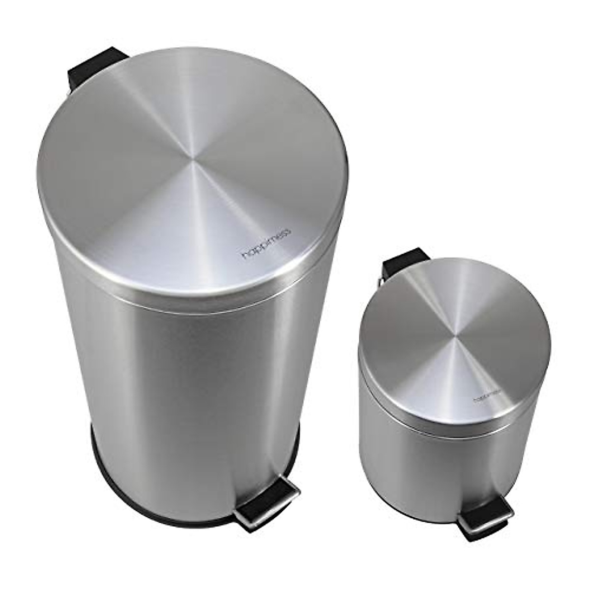 happimess HPM1000A Oscar 8-Gallon Step-Open Trash Can with Free Mini Trash Can, Fingerprint Resistant, Kitchen, Laundry Room, Office, Large: 7.9 Gallons, Small: 1.3 Gallons, Stainless Steel