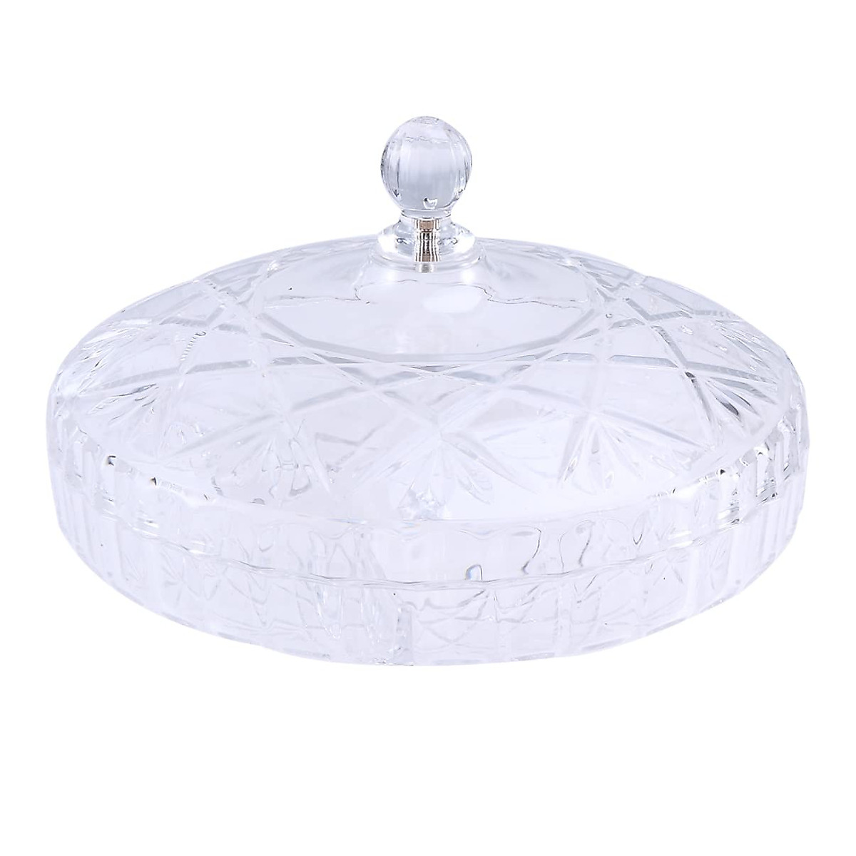 Kichvoe Veggie Tray 3 Compartment Serving Tray with Lid Round Food Storage Container Nuts Serving Platter Candy Bowl Appetizer Tray for Fruit Snack Appetizer 25CM Divided Serving Tray