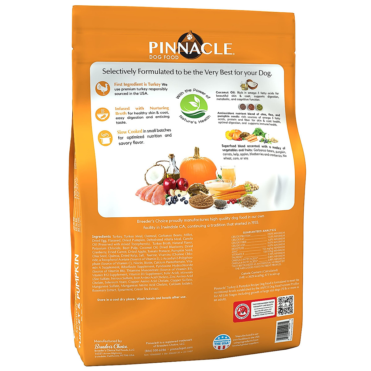 Pinnacle Pet Pinnacle Turkey & Pumpkin Dry Dog Food 22 lb, Infused with Broth