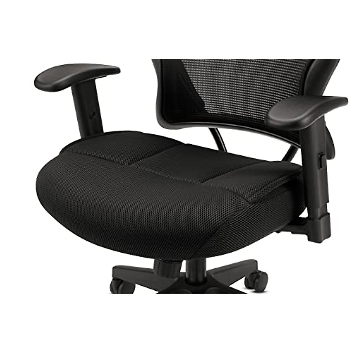 HON Wave Office Chair High Back Mesh Ergonomic Computer Desk Chair - Adjustable Arms & Pneumatic Seat Height, Synchro-Tilt Tension Lock Recline, Comfortable Cushion, 360 Swivel Rolling Wheels - Black