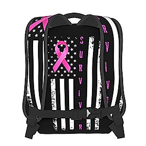 Cool Breast Cancer Survivor Women Pink 3d Printed Fashion Unisex Large Travel Daypack School Bag Laptop Backpack School For Youth Adult