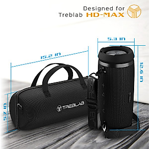 TREBLAB CB-Max - Original Carrying Case HD-Max Wireless Bluetooth Speaker - Сompatible with Any Portable Speaker 5.5 x 12.6 x 5.3 in or Less