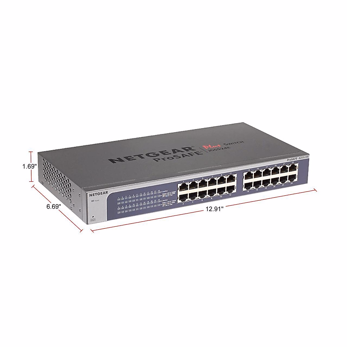 NETGEAR 24-Port Gigabit Ethernet Plus Switch (JGS524E) - Managed, Desktop or Rackmount, and Limited Lifetime Protection