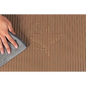 G-Floor for Pets Ribbed Channel Protective Vinyl Floor Covering for Hardwood, Concrete, and Low-Pile Carpet - 5ft x 10ft Sandstone