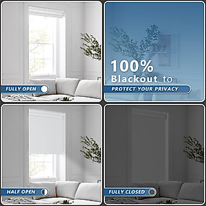 Grandekor Motorized Roller Shade with Remote Control,Motorized Blinds 100% Blackout Electric Shades, Cordless Window Blinds Shades for Bedroom Living Room Office,White,W35 xH72