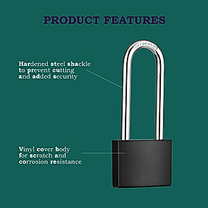 Guliffen Aluminum Padlock with Key, 2-1/2 Inch Long Shackle Pad Lock with 2 Keys， Lock and Key for Outdoor Fence， Sheds, Storage Unit, Gate, Toolbox,Trailer，Garages，2 Pack