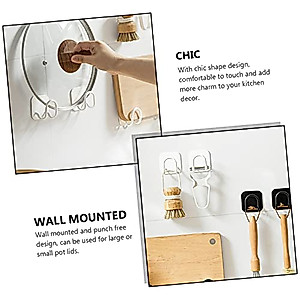Cabilock 2pcs Stainless Steel Sponge Clip Storage Hooks Pan Pot Rack Wall Mount Pan Lid Rack Backpack Hooks Door Back Hook Hanger Wall-Mounted Hooks Wall Hanger Hooks Pot Lid Wall Stand