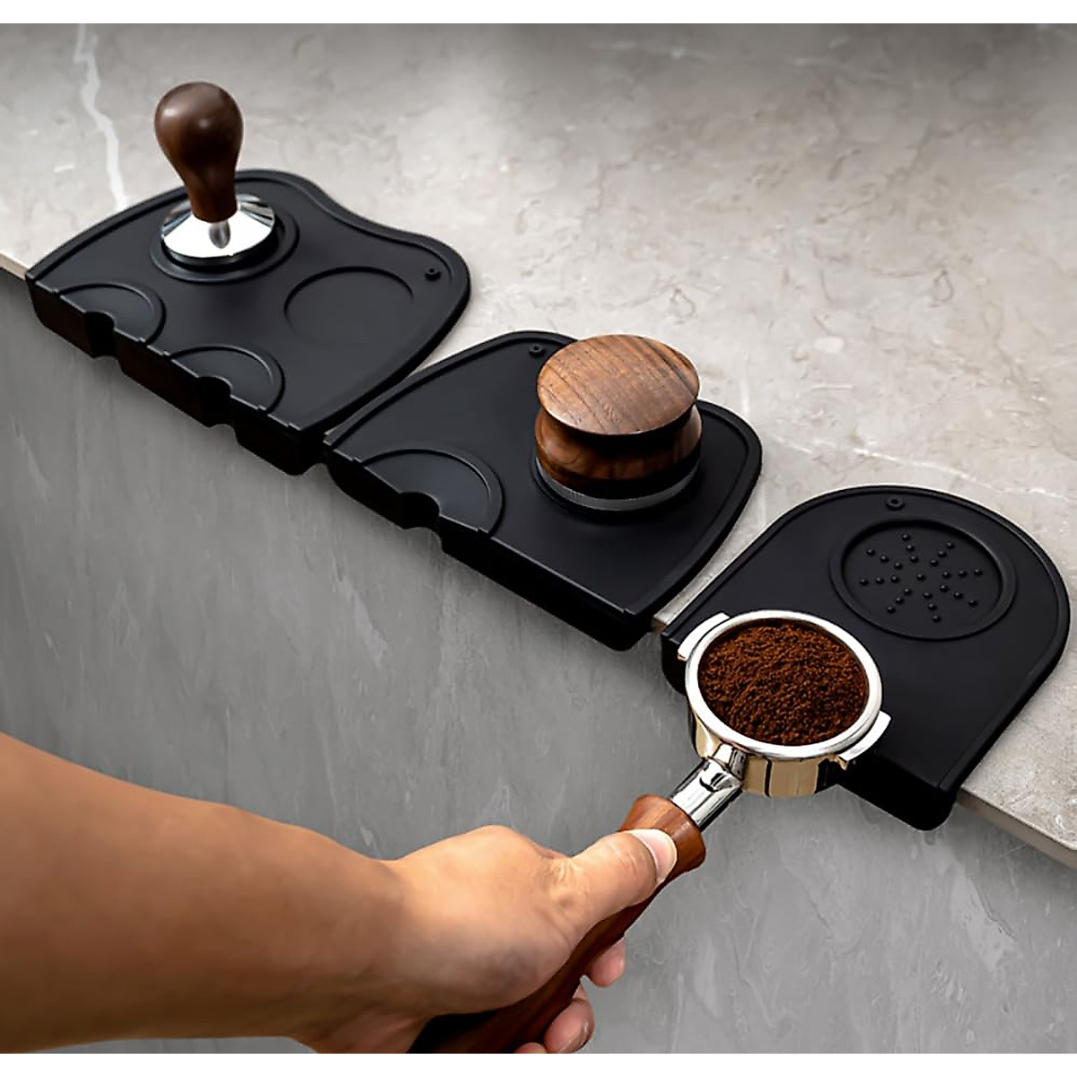 Espresso Tamping Mat Coffee Tamper - Coffee Tamper Mat for Espresso Machine Accessories, Food Safe Silicone Espresso Tamper Mat for Protect Counter (Large)