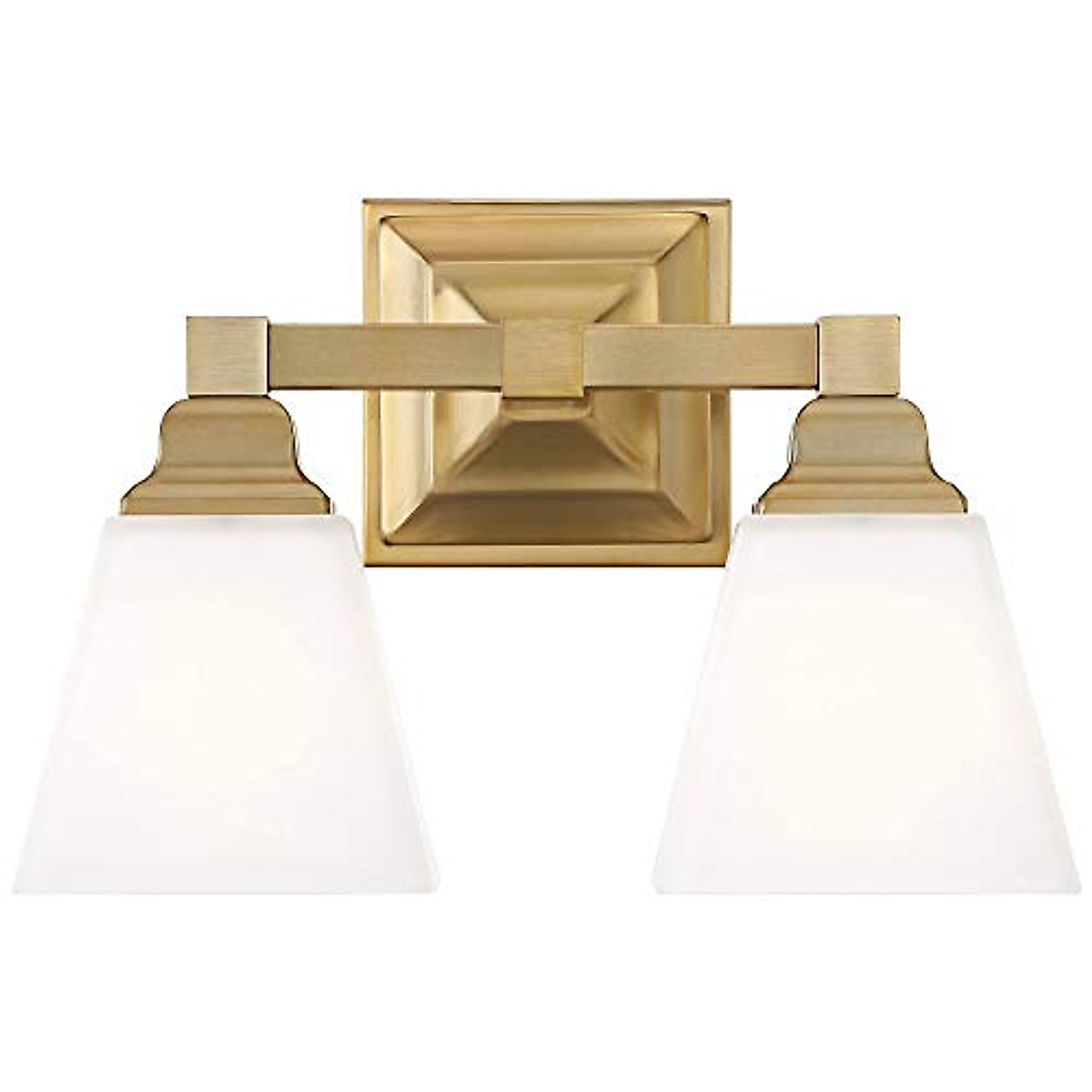 Regency Hill Mencino Opal Modern Wall Mount Light Warm Brass Gold Metal Hardwired 12 1/2" Wide 2-Light Fixture Etched Glass Shade for Bedroom Bathroom Vanity Reading Living Room Hallway