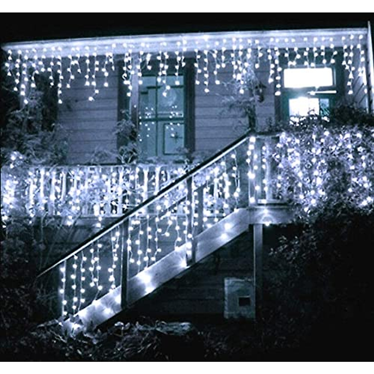 HISHINY LED Icicle Christmas Lights Outdoor,400 Led 32ft 8 Mode Clear Wire Icicle Lights String with 75 Drop,Plug in Extendable Christmas Lights for Garden Decoration, Festival, Holiday(Cool White)