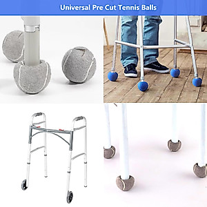 ZUJEAM Tennis Balls for Walkers Pre Cut, Walker Tennis Balls Walker Glide Balls for Chairs, Desks, Furniture Legs and Floor Protection, Heavy Duty Long Lasting Felt Pad Glide Coverings -4PCS Gray