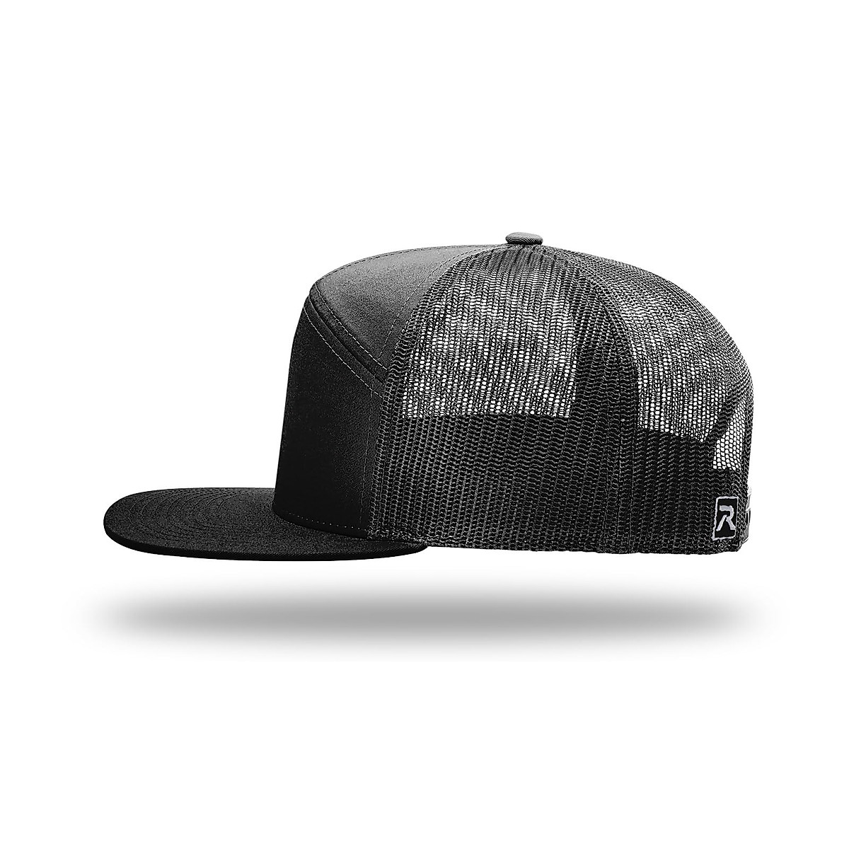 Richardson 168 Hat 7-Panel Trucker Cap Hi-Pro Snapback Cap Adjustable Baseball Hat Blank Hat Bulk Hats - Black