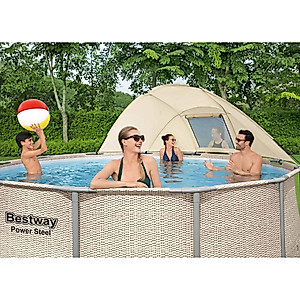 Bestway Power Steel 13' x 42" Round Above Ground Outdoor Swimming Pool Set with Shaded Canopy, 530 Gallon Filter Pump, Ladder, and Pool Cover