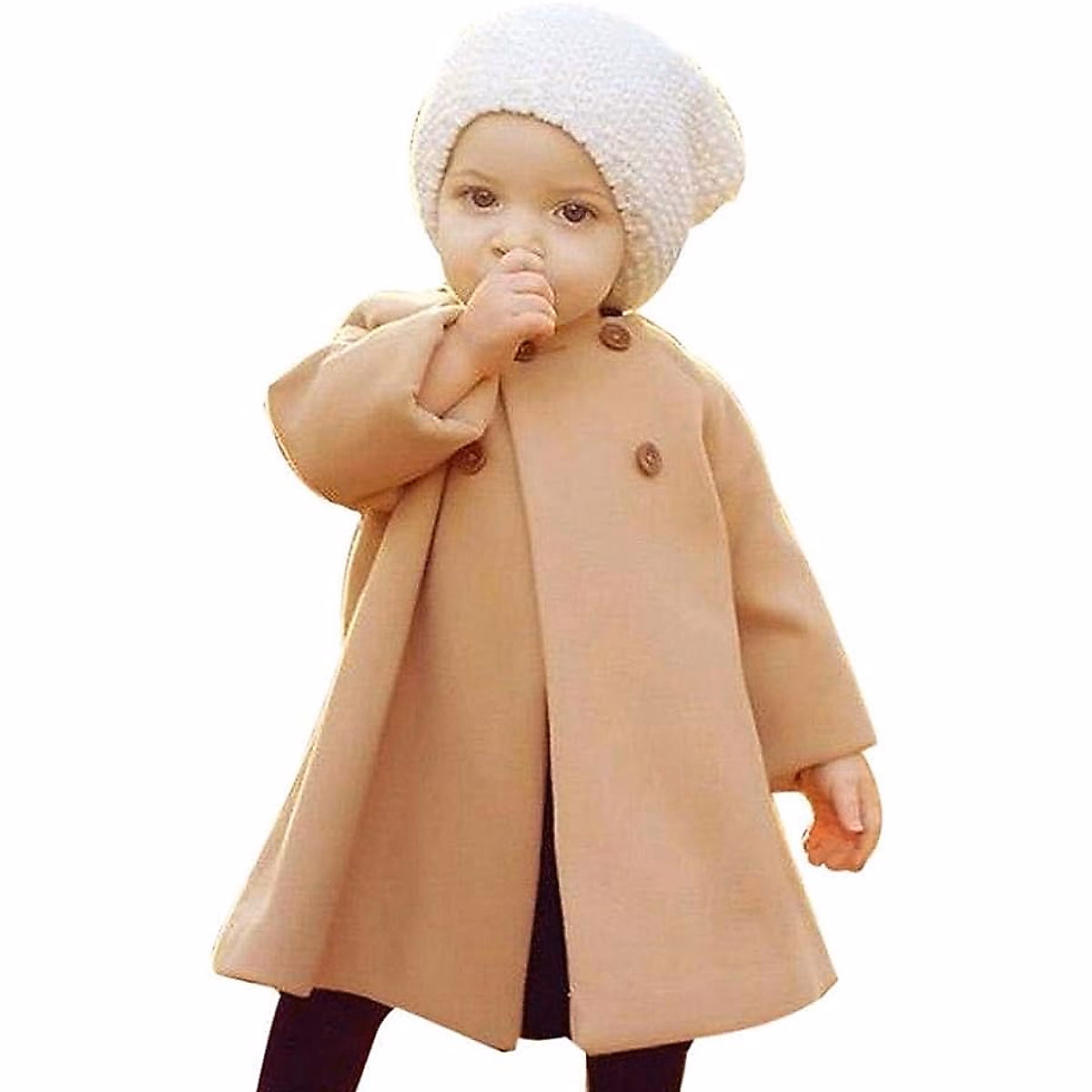 SWNONE Baby Coats Fall Winter Kid Baby Girl Cloak Button Jacket Clothes Baby Outwear Clothes (Khaki Coat, 12-18 m)