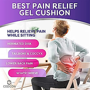 Gel Seat Cushion for Long Sitting - Purple Seat Cushions, Car Seat, Desk Chair, Wheelchair Cushions for Pressure Relief -Office Chair Back Support Cushion - Tailbone & Sciatica Pain Relief Pad Pillow