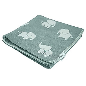 Soft Knit Baby Blanket 100% Organic Cotton | GOTS Certified | Receiving and Swaddle Blankets | Neutral for Boy, Girl for Newborn, Infant and Toddler 40 x 30 inches (Elephant)