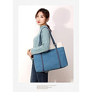 Womens Tote Bag Hobo Handbags Casual Satchel Canvas Shoulder Bag Shopper Travel Purses Blue