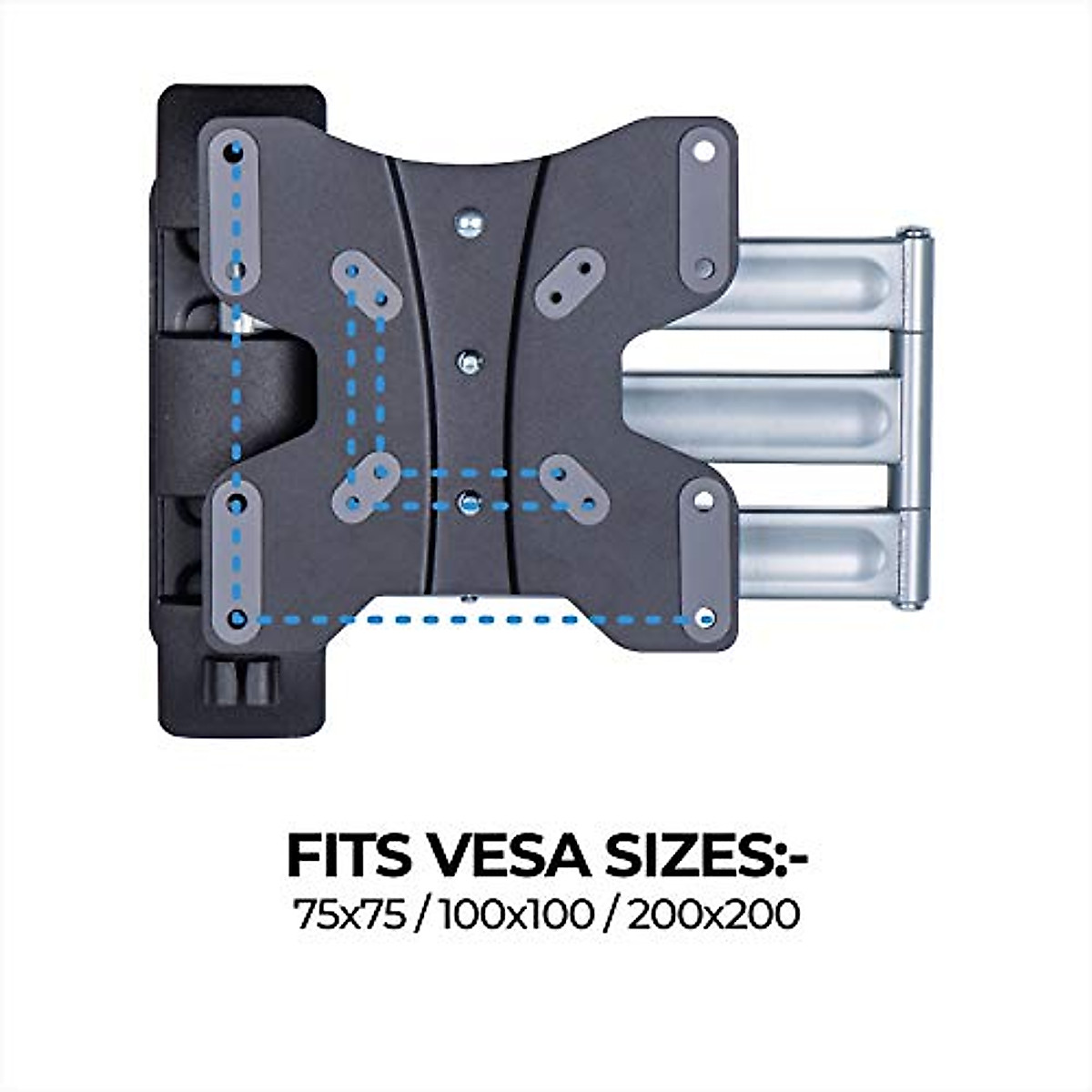 Amazon Basics Triple Arm Full Motion Articulating TV Wall Mount, fits TVs 23-50" up to 55lbs, Black