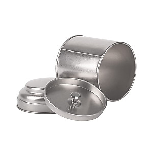 Fvstar Tea Tin with Airtight Double Lids,8 oz Loose Leaf Tea Storage Tins,Round Small Tin Can Container Box,Kitchen Canister for Coffee,Candy,Herbs and Spices (Silver)